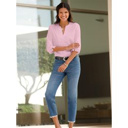 Schlupfbluse Classic Basics, Damen, Gr. 46, rosa (ros&eacute;), 100% Polyester, unifarben, Rundhals, Blusen Schlupfbluse