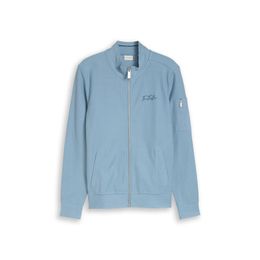 Tom Tailor Herren Sweatjacke mit Stehkragen, blau, Uni, Gr. L