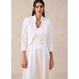 bonprix Bolero aus feiner Baumwolle, wei&szlig;, Gr.44, Elegante Bolero-Jacke mit Wellenkanten, 97% Baumwolle