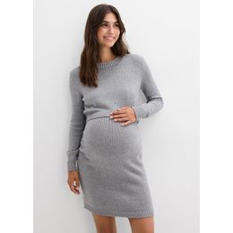 bonprix 2-teiliges Umstandsset aus Pullover und Rock aus Baumwolle mit Glanzgarn, grau, Gr.48/50 (XL), Modernes Umstandsset f&uuml;r die Schwangerschaft, Oberteil: 93% Baumwolle (organic in conversion)