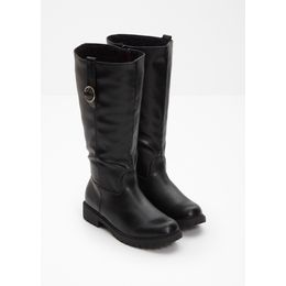 bonprix Weitschaftstiefel, schwarz, Gr.42, Warmgef&uuml;tterter Weitschaftstiefel im zeitlosen Design