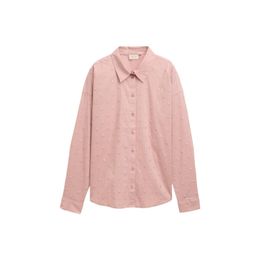 Tom Tailor Denim Damen Hemdbluse mit gepunkteter Struktur, rosa, Uni, Gr. XL