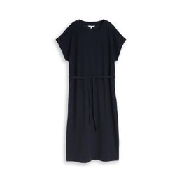 Tom Tailor Damen Loose Fit Midi-Kleid, blau, Uni, Gr. 36