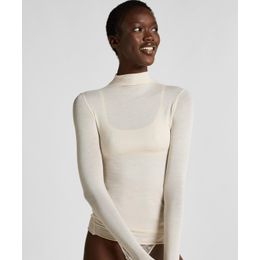 Hunkem&ouml;ller Pyjama HUNKEM&Ouml;LLER "super soft Turtleneck shirt with Cashmere", Damen, Gr. XXL, wei&szlig;, 85% Modal, 10% Kaschmirwolle, 5% Elasthan, Homewear-Sets Pyjama