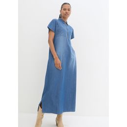 bonprix Maxi-Jeanskleid, blau, Gr.46, Lockeres Maxi-Jeanskleid, 100% Baumwolle (organic)
