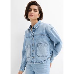 bonprix Denim Shaket / Jeansjacke, blau, Gr.48, Oversized Denim Shaket, 99% Baumwolle