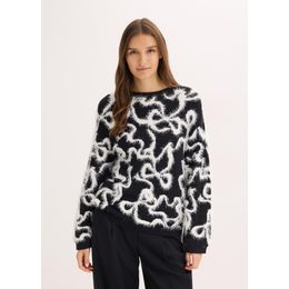 bonprix Jacquard-Pullover aus softem Viskose-Mix, schwarz, Gr.48/50 (XL), modischer Jacquard-Pullover mit Schleifen-Design