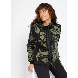 bonprix Sweatjacke mit Baumwolle, schwarz, Gr.56/58 (3XL), Modische Sweatjacke mit Druck, 60% Baumwolle