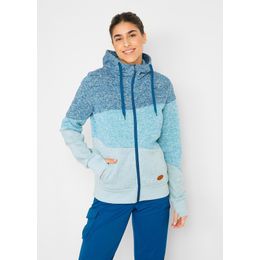 bonprix Kapuzen-Sweatjacke, blau, Gr.56/58 (3XL), Colorblock Strickfleecejacke