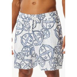 Pyjamashorts Schiesser "Schiesser 150 Years", Herren, Gr. 52, N-Gr, multicolor 1, Single Jersey, Obermaterial: 100% Baumwolle, bequem kniefrei, Hosen, seitliche Taschen, Allover-Druck, Baumwolle