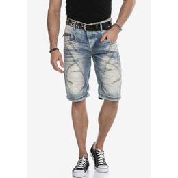 Cipo & Baxx Caprijeans CIPO & BAXX, Herren, Gr. 29, N-Gr, blau, Denim/Jeans, Obermaterial: 100% Baumwolle, Abriebeffekte, regular fit knielang, Jeans
