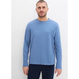 bonprix Langarmshirt in Regular Fit (2er Pack), blau, Gr.64/66 (3XL), Sch&ouml;ne Langarmshirts mit Rundhalsausschnitt und einem kleinen Label am Saum, maschinenwaschbar, aus 100% Baumwolle