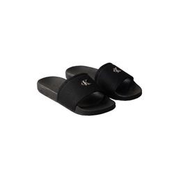 Pantolette Calvin Klein "ESS SLIDE CANVAS HDW", Damen, Gr. 41, schwarz, Textil, Basic, Schuhe Pantolette, Strandschuh, Badeschuh, Flat mit Logo