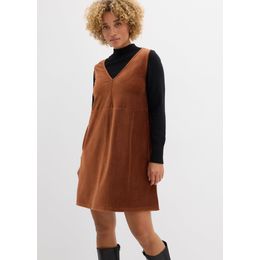 bonprix Latzkleid aus Jerseycord, braun, Gr.52/54 (XXL), S&uuml;&szlig;es Latzkleid aus Jersey-Cord-Qualit&auml;t umspielt die Knie