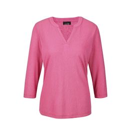 Kurzarmshirt GOLDNER "Modisches 3/4-Arm-Oberteil", Damen, Gr. 48, rosa (pink), Obermaterial: 80% Polyester PES. 20% Viskose CV., Basic, V-Ausschnitt, Tubular, Shirts, Flammen-Optik
