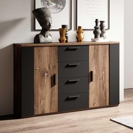 Pharao24.de Wohnzimmer Kommode im Industry und Loft Stil vier Schubladen