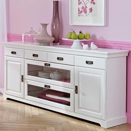 Pharao24.de Esszimmersideboard mit Glasfront Schubladen Landhausstil
