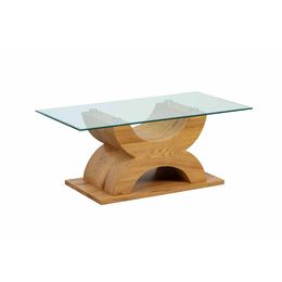 Pharao24.de Design Glas Couchtisch in Wildeichefarben 110 cm breit