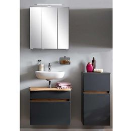 Pharao24.de Zweifarbige Badm&ouml;bel f&uuml;r G&auml;ste WC LED Beleuchtung (dreiteilig)