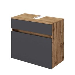 Pharao24.de Waschtischschrank in Dunkelgrau und Wildeiche Optik 60 cm breit