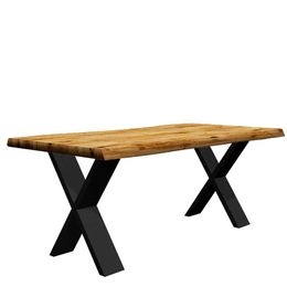 Pharao24.de Tisch mit Baumkante Eiche ge&ouml;lt modernem Design