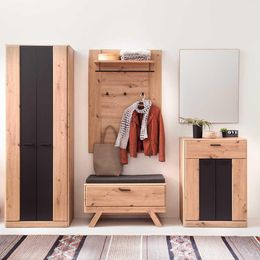 Pharao24.de Flurm&ouml;bel Set in Eichefarben und Dunkelgrau modern (f&uuml;nfteilig)