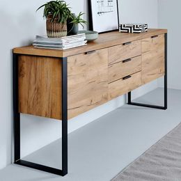 Pharao24.de Sideboard in Eichefarben und Schwarz 180 cm breit