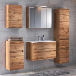 Pharao24.de Design Badezimmer Set in Wildeichefarben modern (f&uuml;nfteilig)