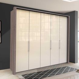 Pharao24.de XL Kleiderschrank in Cremewei&szlig; Eiche Tr&uuml;ffelfarben