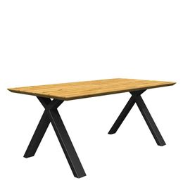 Pharao24.de Eiche massiv Esstisch modern in modernem Design X Gestell aus Metall
