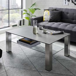 Pharao24.de Couchtisch Sofatisch in Anthrazit und Edelstahlfarben
