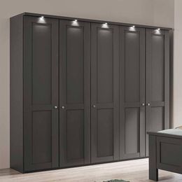 Pharao24.de Dunkelgrauer Kleiderschrank im Landhausstil wahlweise mit LED Beleuchtung