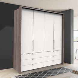 Pharao24.de Kleiderschrank Jugendstil mit Faltt&uuml;ren sechs Schubladen