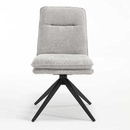 Pharao24.de Stuhl Set mit Drehgestell in Grau und Schwarz Boucle und Metall (2er Set)