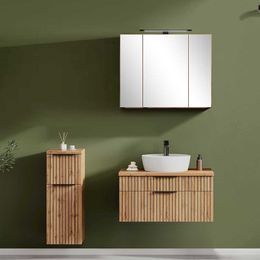 Pharao24.de Wandmontage Badezimmerset in Wildeichefarben Made in Germany (dreiteilig)