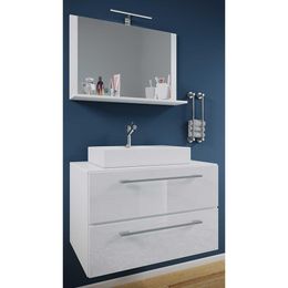 Pharao24.de Badm&ouml;bel weiss modern aus Holzwerkstoff die Wandmontage (zweiteilig)