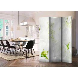 Pharao24.de Raumtrenner mit Jasminbl&uuml;ten Motiv aus Leinwand und Massivholz