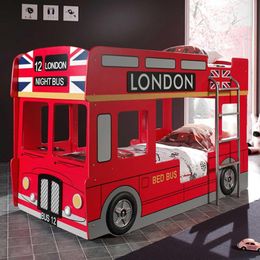 Pharao24.de Kinderetagenbett im Bus-Design Rot