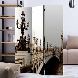 Pharao24.de Trennwand Esszimmer mit PARIS Motiv Br&uuml;cke Creme und Schwarz