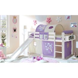 Pharao24.de Kinder Hochbett im Prinzessin Design Lila Beige
