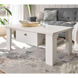 Pharao24.de Couchtisch Sofatisch in Wei&szlig; und rechteckiger Form