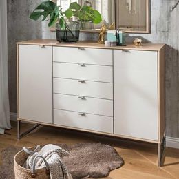 Pharao24.de Anrichte in Beige und Eiche Bianco Made in Germany