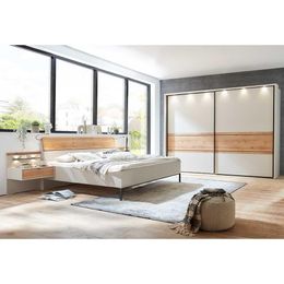 Pharao24.de Modernes Schlafzimmer Set in Eiche Bianco Beige (vierteilig)