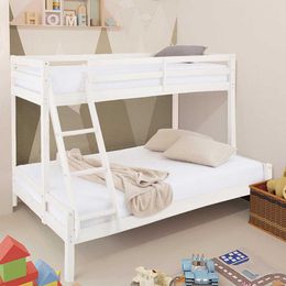 Pharao24.de Kinderdoppelhochbett in Wei&szlig; Kiefer Massivholz