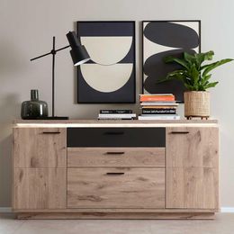 Pharao24.de Esszimmersideboard in Wildeichefarben und Anthrazit 170 cm breit