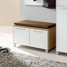 Pharao24.de Flurbank mit Wei&szlig;glas Eiche Bianco