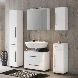 Pharao24.de Badm&ouml;bel Komplettset in Wei&szlig; Made in Germany (f&uuml;nfteilig)