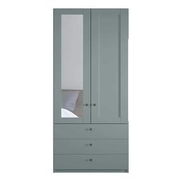 Pharao24.de Kleiderschrank mit Spiegel links in Graugr&uuml;n 100 cm breit