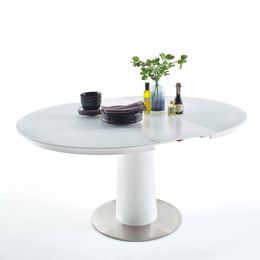 Pharao24.de Tisch mit ausziehbare Glasplatte Wei&szlig;