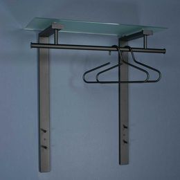 Pharao24.de Flur H&auml;ngegarderobe aus Stahl in Schwarz Glas Hutablage